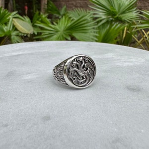 Handcrafted 925 Sterling Silver Hydra Dragon Ring, Dragon Scale, Greek ...