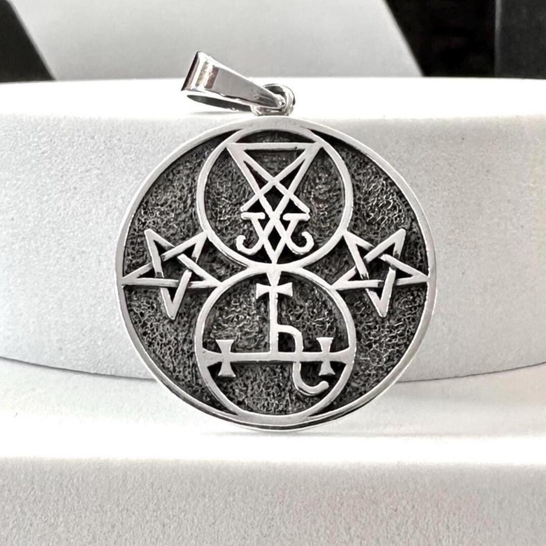 Handcrafted 925 Sterling Silver Lucifer Sigil Pendant Satanic Seal of ...