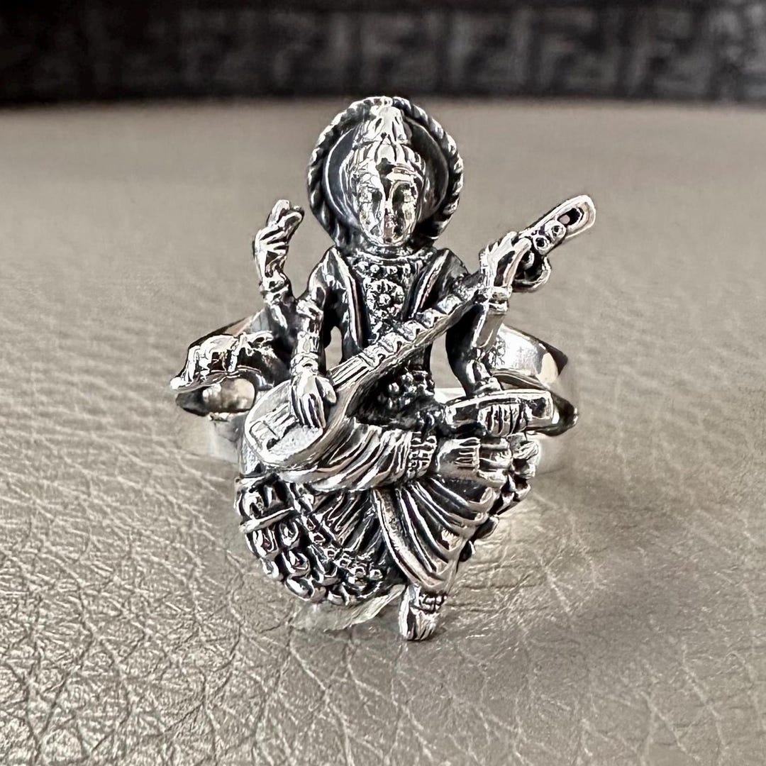 Handcrafted 925 Sterling Silver Lakshmi Ring Hinduism Goddess Shri ...