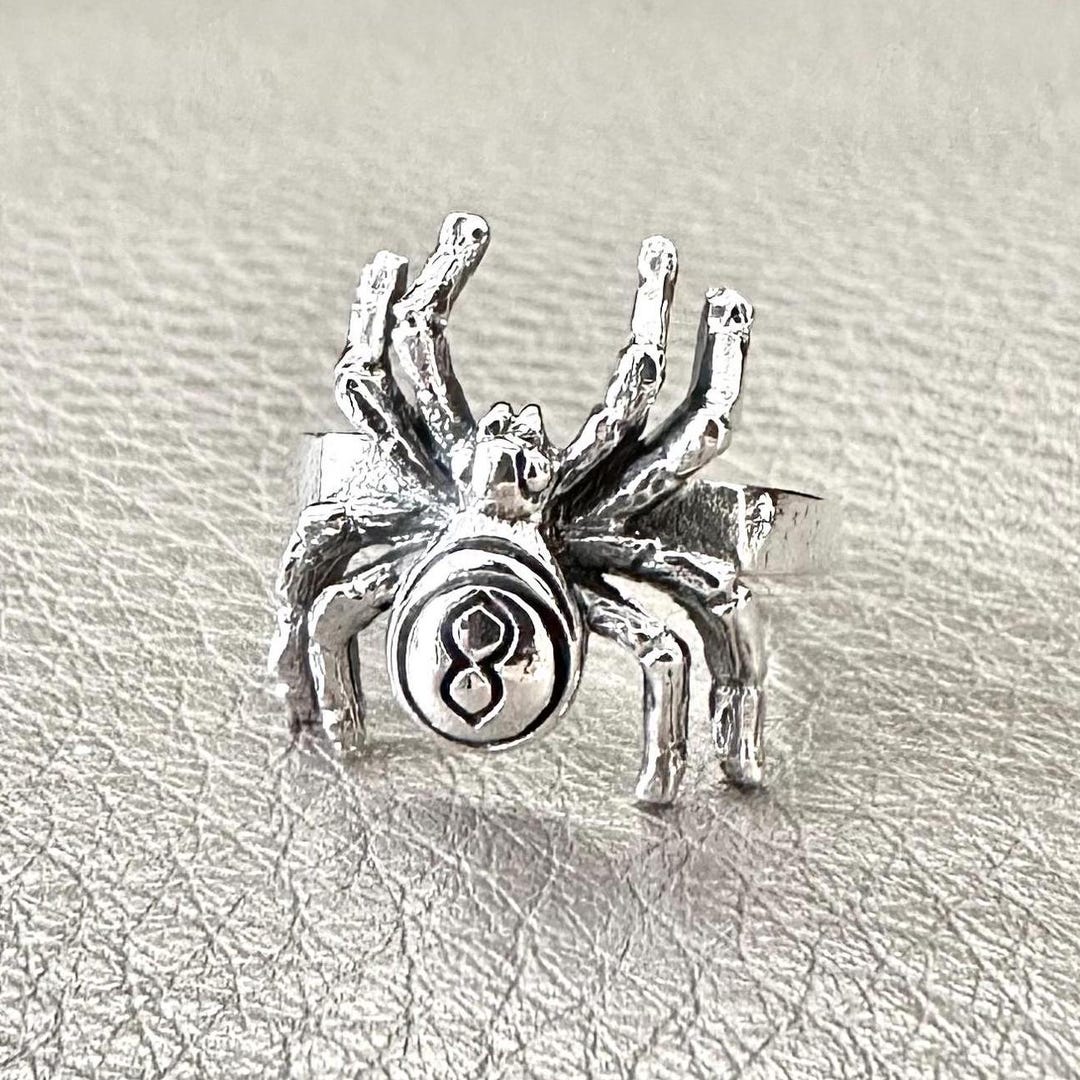 Handcrafted 925 Sterling Silver Spider Ring Black Widow Poisonous ...