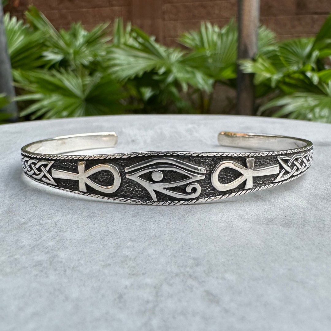 Handcrafted 925 Sterling Silver Egypt Eye Bracelet Egyptian God Eye of ...