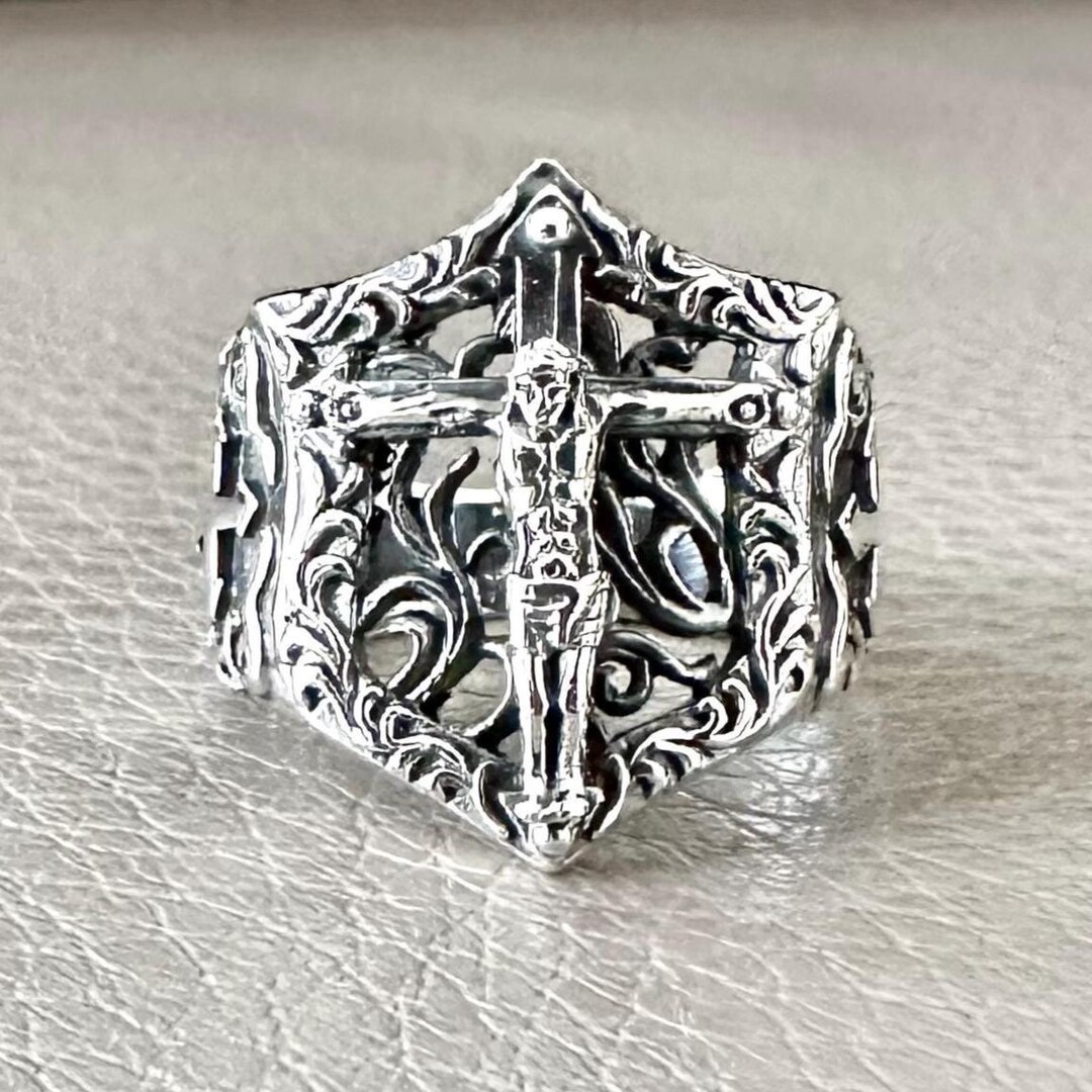 Handcrafted 925 Sterling Silver Jesus Christ Ring Christian God Holy ...
