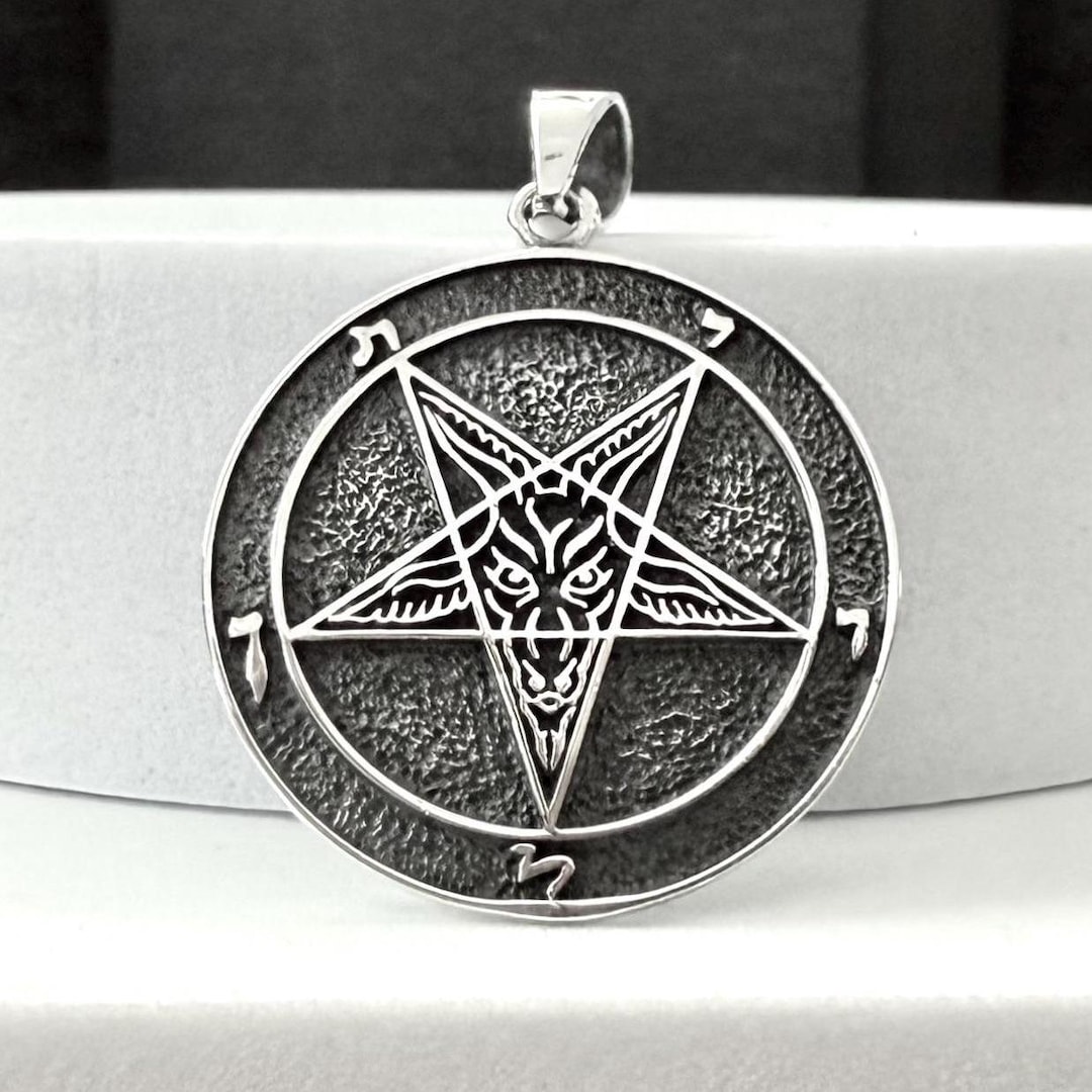 Handcrafted 925 Sterling Silver Baphomet Sigil Pendant Goat Head ...