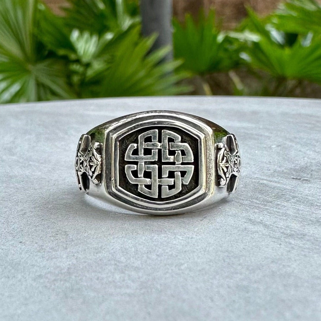 Handcrafted 925 Sterling Silver Celtic Knot Ring Shield Knot Celtic ...
