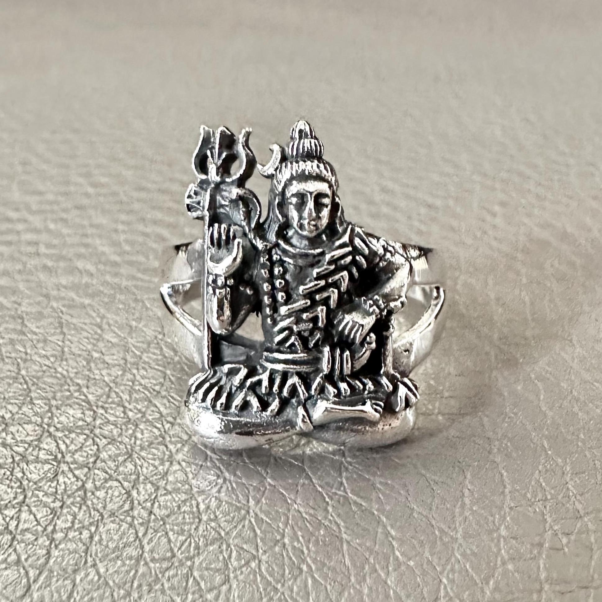 Handcrafted 925 Sterling Silver Shiva Ring Hinduism God Trimurti ...