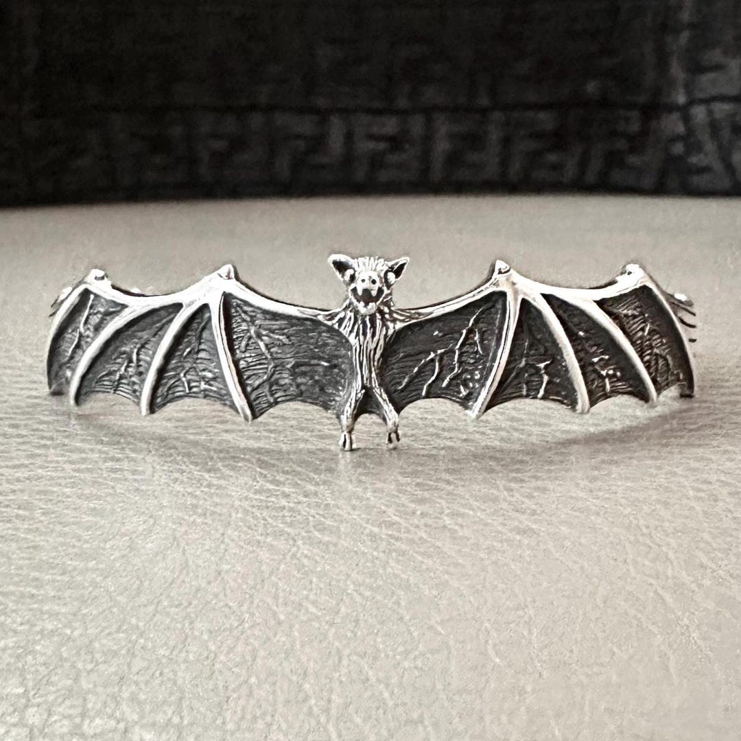 Handcrafted 925 Sterling Silver Bat Bracelet Bat Totem Vampire Animal ...