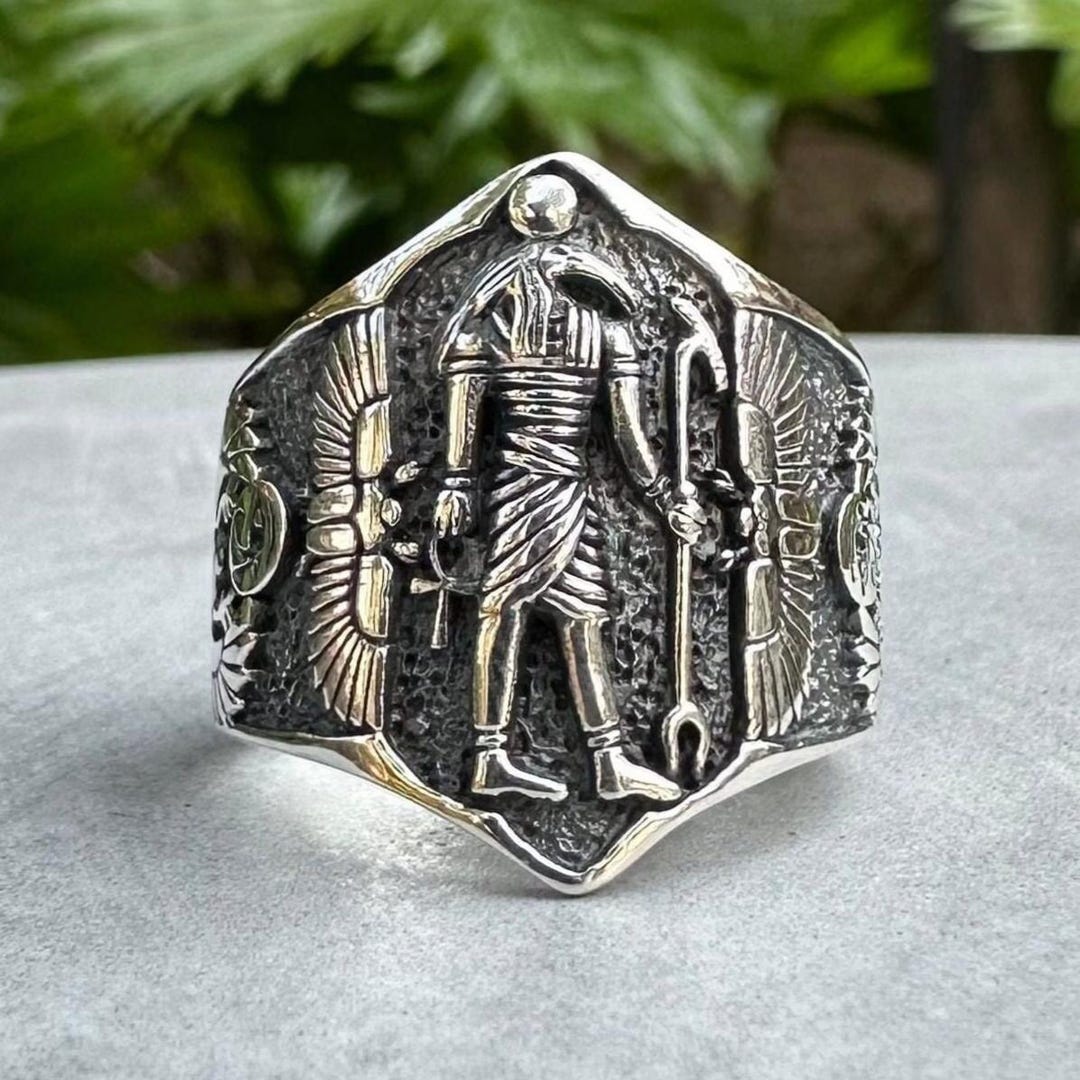 Handcrafted 925 Sterling Silver Thoth Ring Egyptian God of Wisdom Deity ...