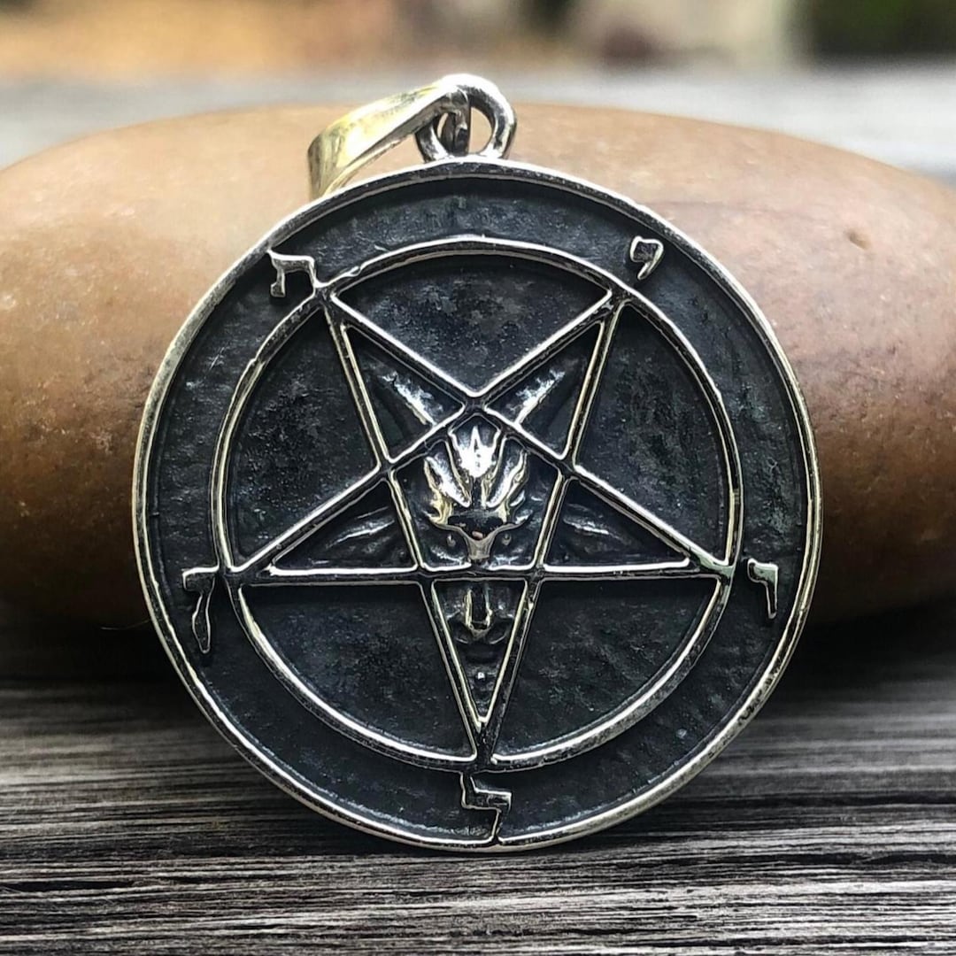 Handcrafted 925 Sterling Silver Baphomet Sigil Goat Head Pentagram ...