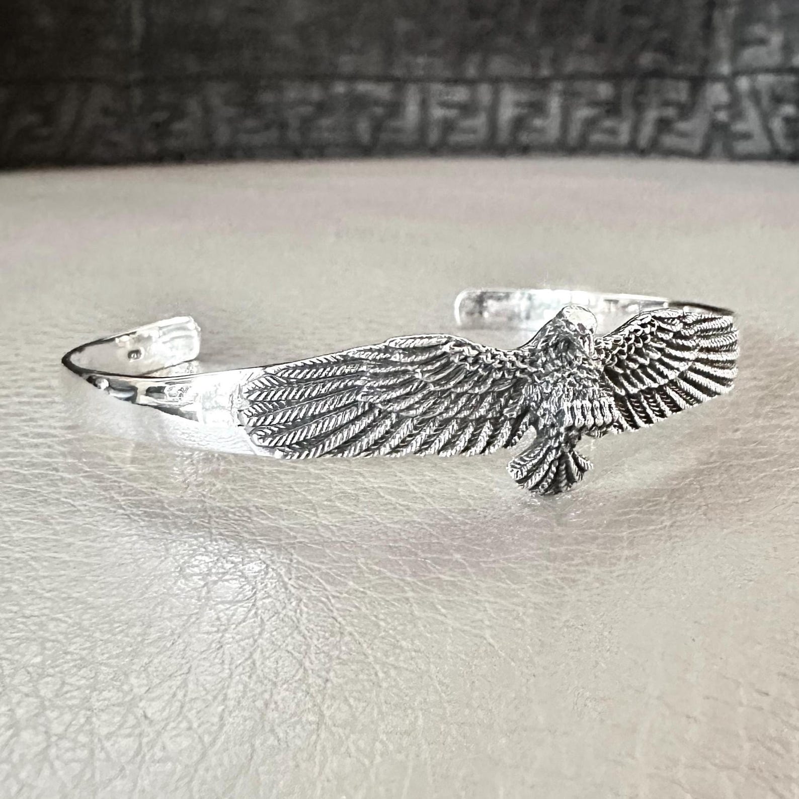 Handcrafted 925 Sterling Silver Eagle Cuff Bracelet Native American ...