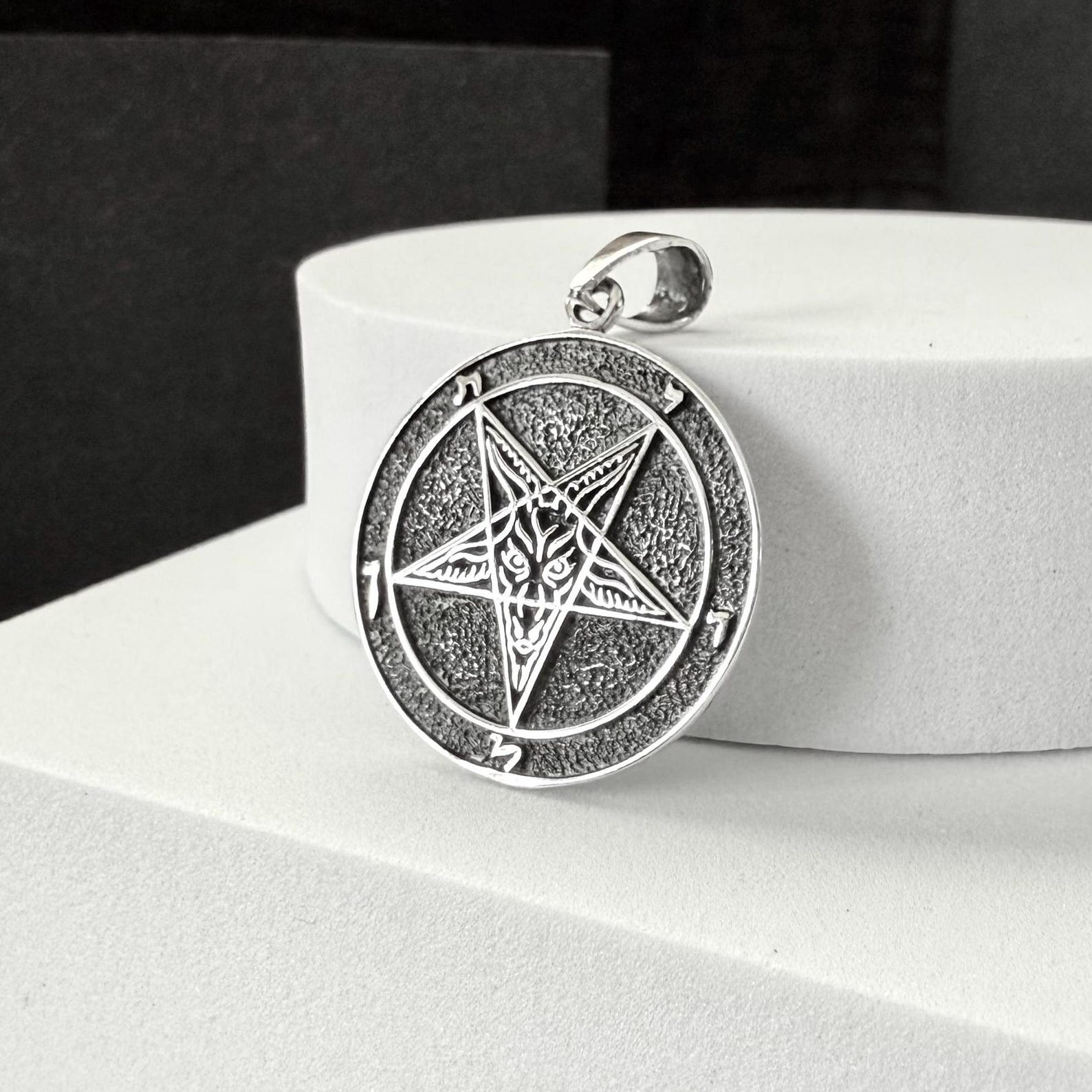 Handcrafted 925 Sterling Silver Baphomet Sigil Pendant Goat Head ...