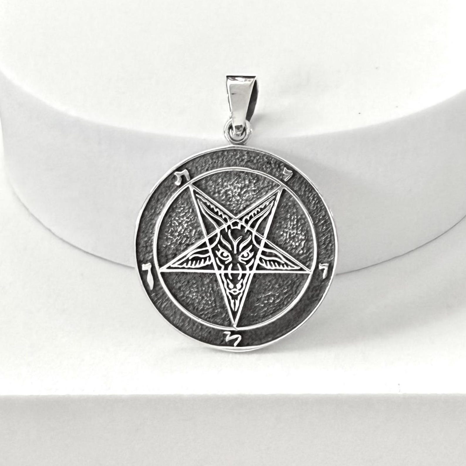 Handcrafted 925 Sterling Silver Baphomet Sigil Pendant Goat Head ...