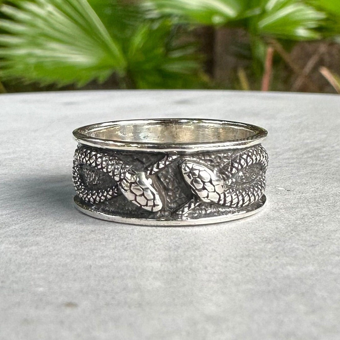 Handcrafted 925 Sterling Silver Black Mamba Ring Bohemian Snake Black ...