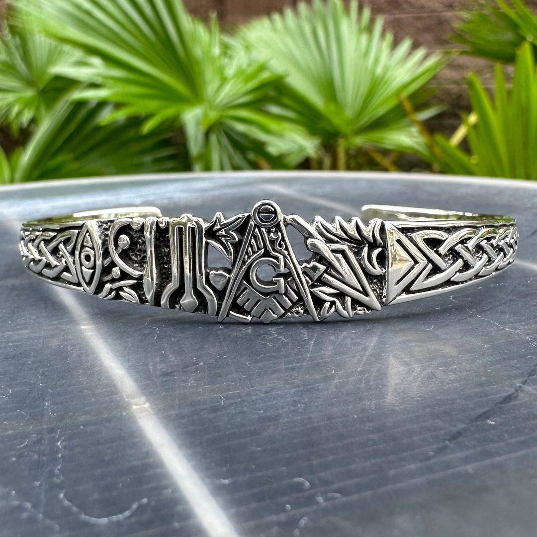 Handcrafted 925 Sterling Silver Masonic Square & Compass Illuminati ...