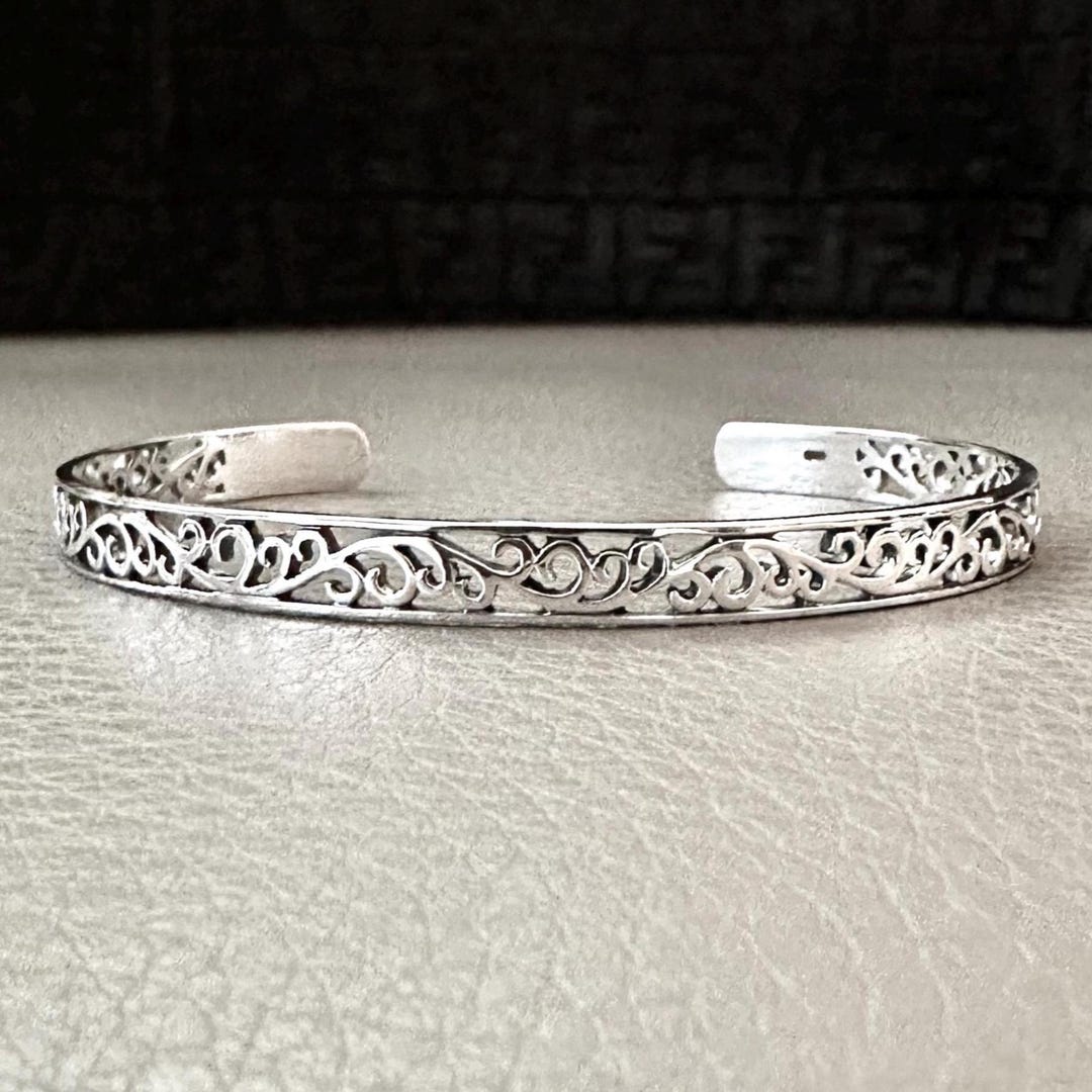 Handcrafted 925 Sterling Silver Bali Floral Bracelet Balinese Hindi ...