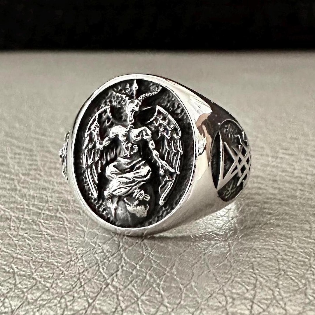 Handcrafted 925 Sterling Silver Baphomet Ring Baphomet Sigil Lucifer ...
