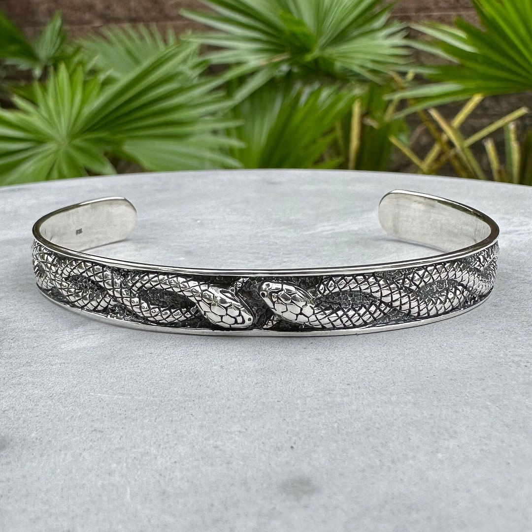 Handcrafted Black Mamba Bohemian Snake Sterling Silver 925 Cuff ...