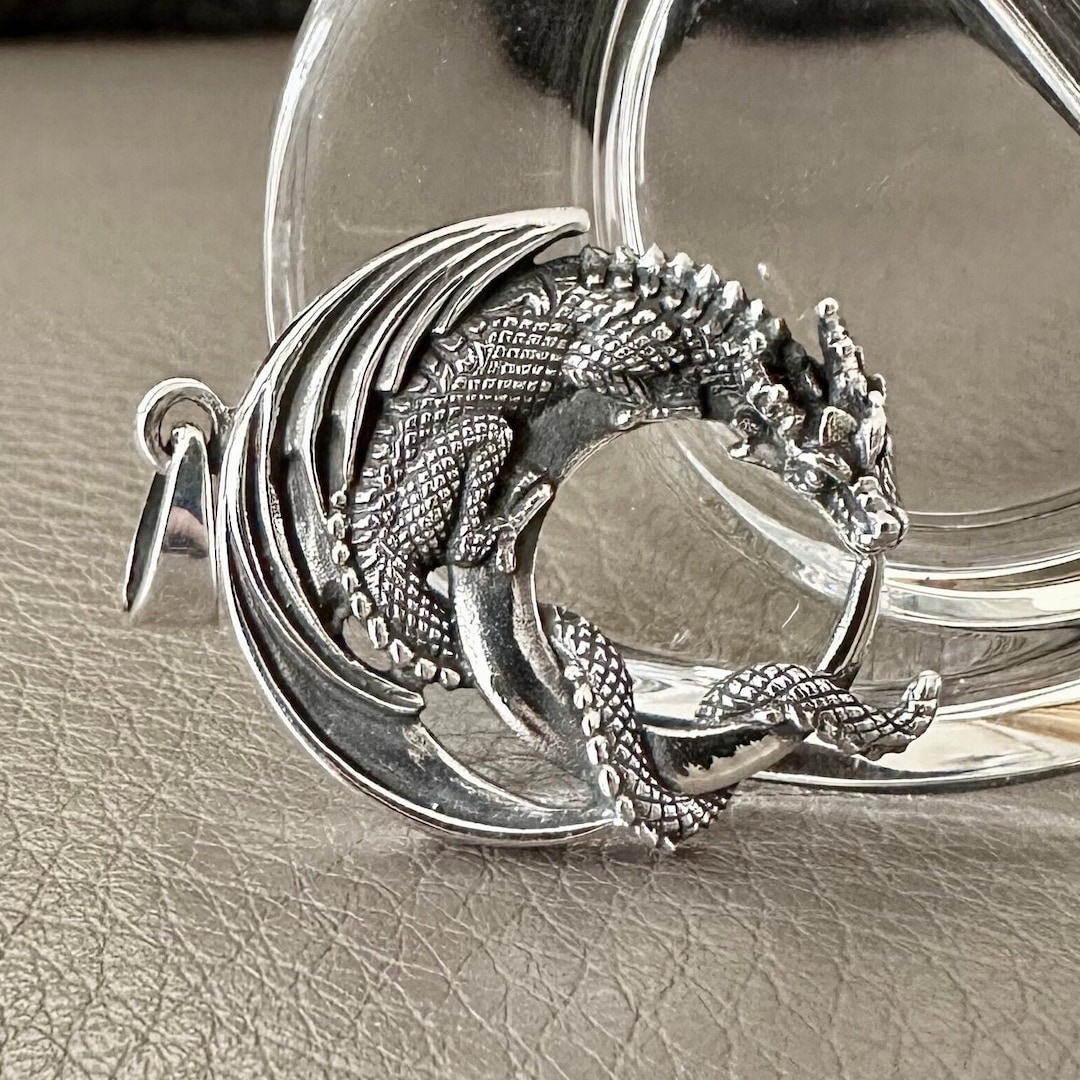 Handcrafted 925 Sterling Silver Dragon Pendant Viking GOT Dragon ...