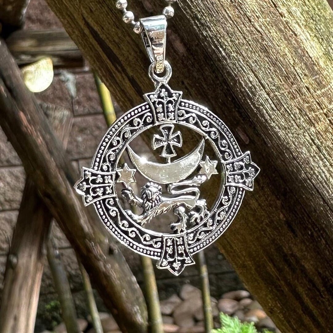 Handcrafted 925 Sterling Silver Knight Templar Cross Pendant Star and ...