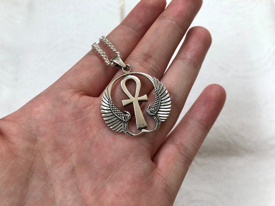 Ankh Sterling Silver Pendant 925 Isis Wing Ankh Cross - Etsy