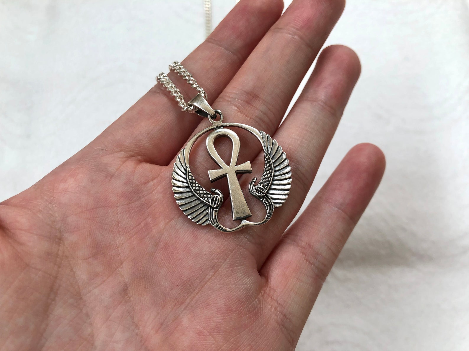 Ankh Sterling Silver Pendant 925 Isis Wing Ankh Cross - Etsy