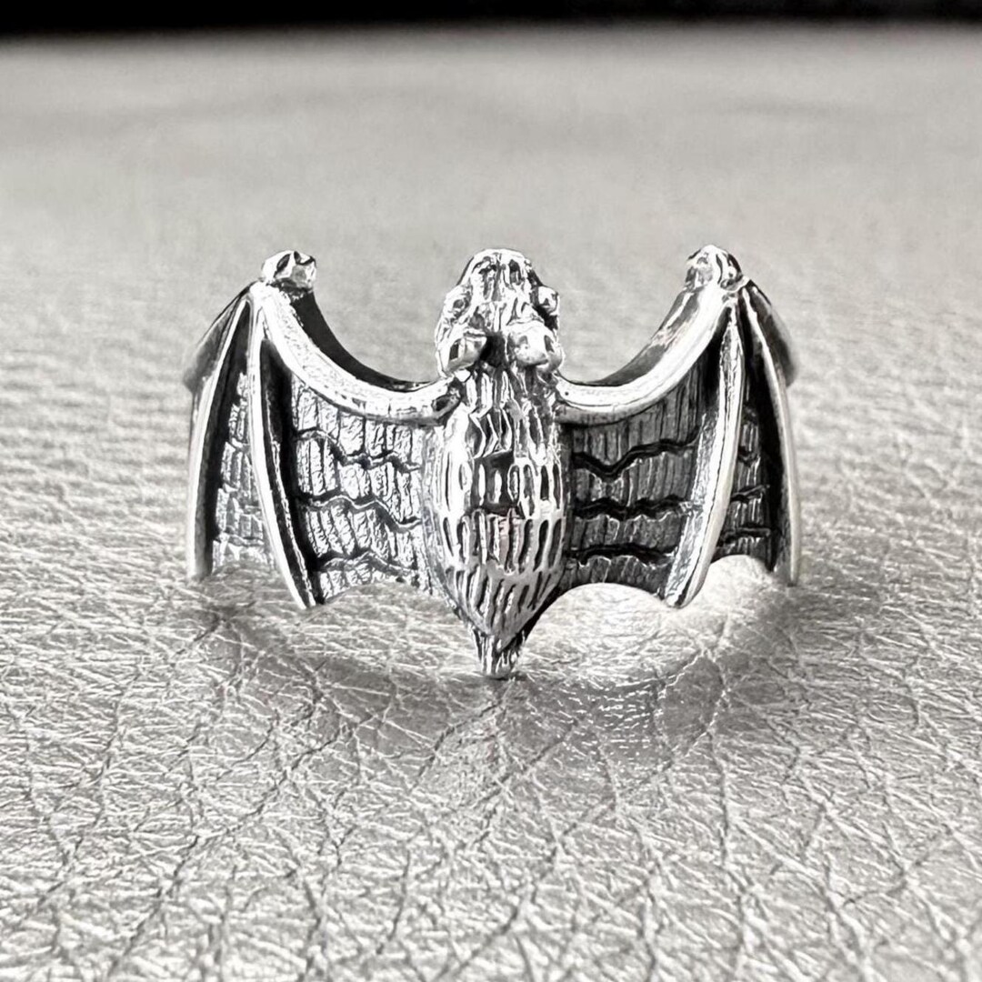 Handcrafted 925 Sterling Silver Bat Ring Bat Totem Vampire Wiccan Style ...