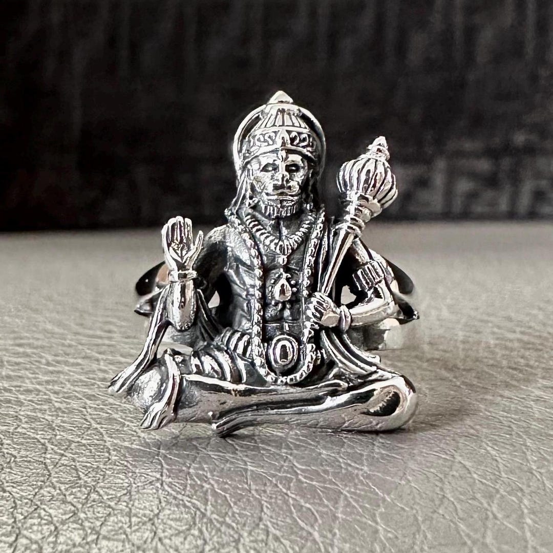 Handcrafted 925 Sterling Silver Hanuman Ring Lord Maruti Ramayana ...