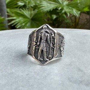 Handcrafted 925 Sterling Silver Thoth Ring Egyptian God of Wisdom Deity ...