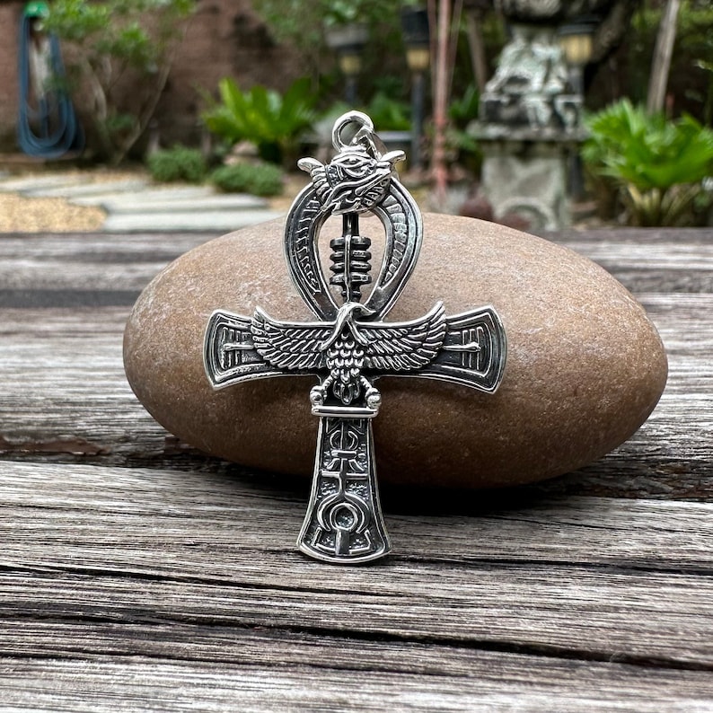 Handcrafted 925 Sterling Silver Ankh Pendant Egyptian Eye of Horus ...