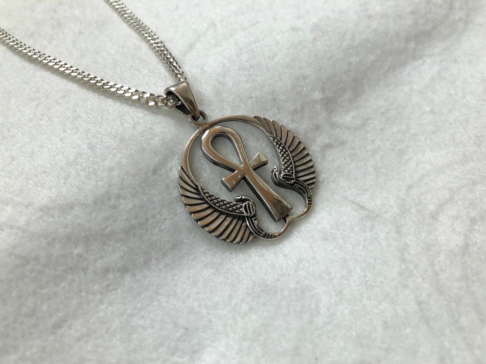 Ankh Sterling Silver Pendant 925 Isis Wing Ankh Cross | Etsy