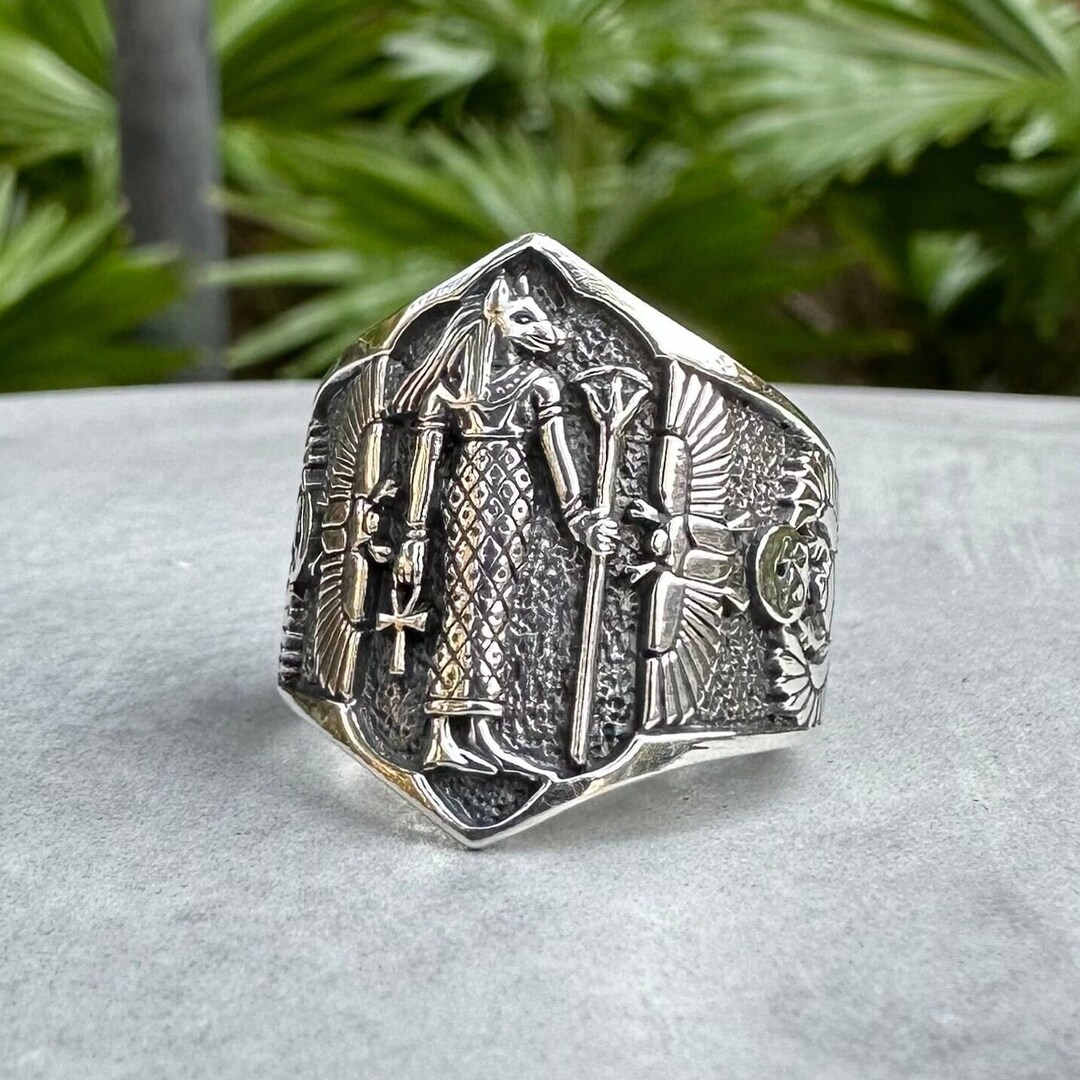 Handcrafted 925 Sterling Silver Bastet Ring Egyptian Goddess of ...