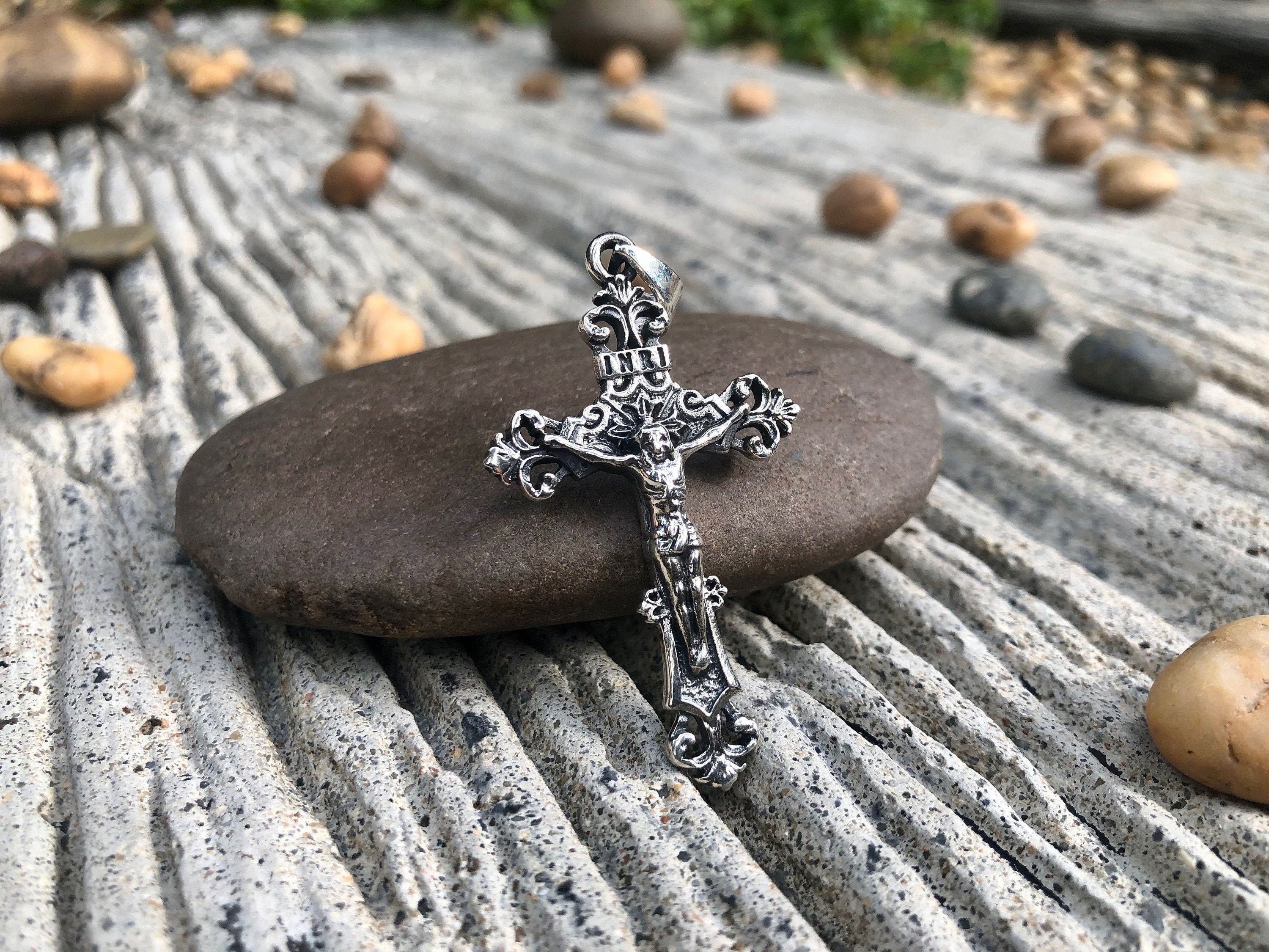 Cross Sterling Silver Pendant 925 Jesus Christ Cross | Etsy