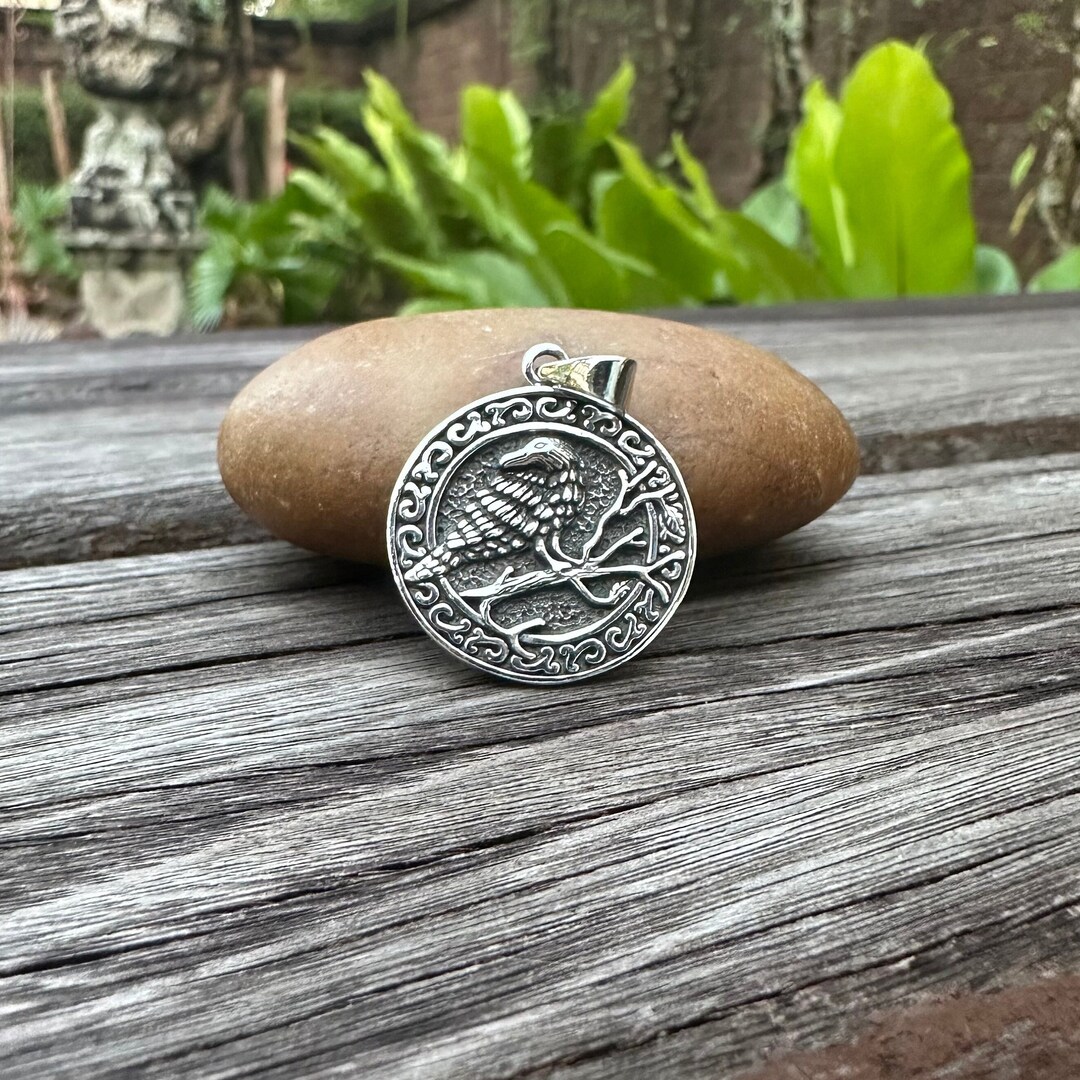 Handcrafted Odin's Raven Companion Sterling Silver 925 Pendant/necklace ...
