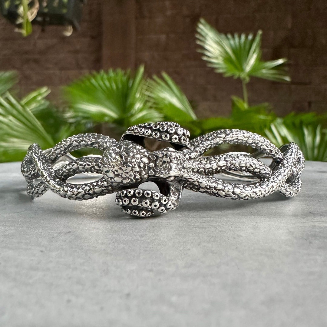 Handcrafted 925 Sterling Silver Kraken Bracelet Big Octopus Monster ...