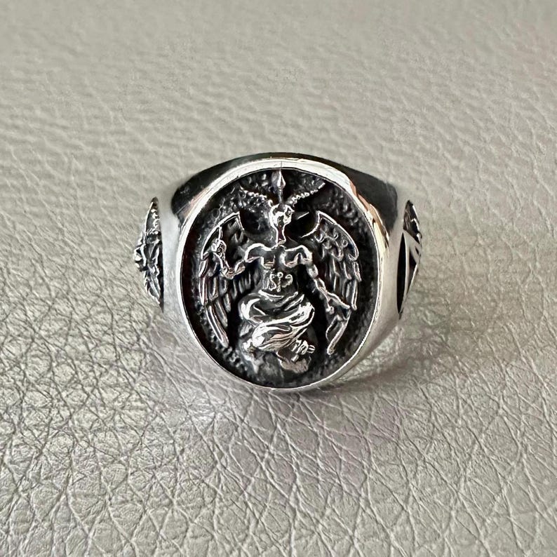 Handcrafted 925 Sterling Silver Baphomet Ring Baphomet Sigil Lucifer ...