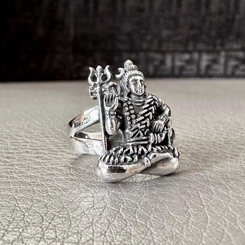 Handcrafted 925 Sterling Silver Shiva Ring Hinduism God Trimurti ...