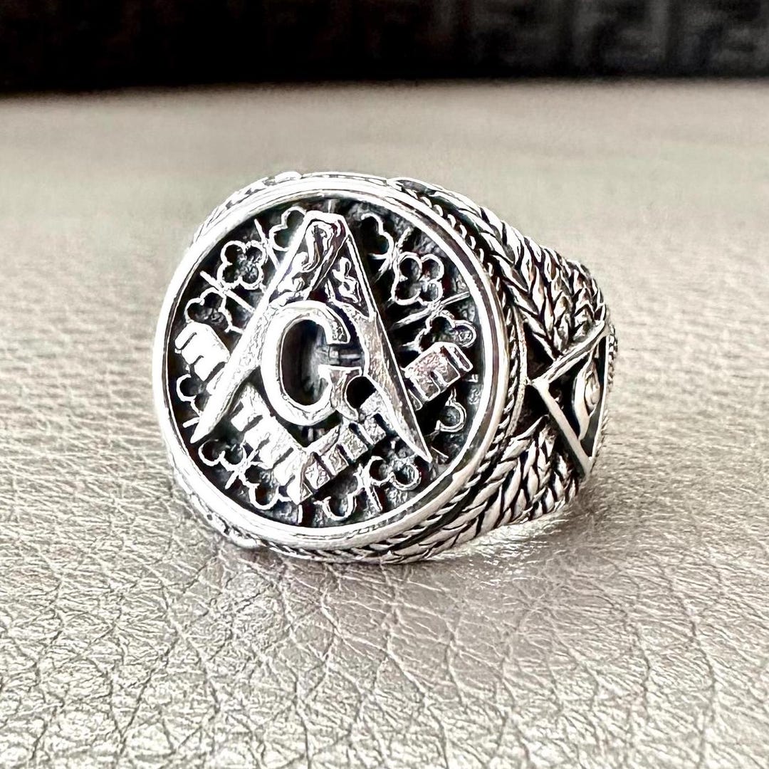 Handcrafted Masonic Sterling Silver 925 Ring, Freemason Masonic ...