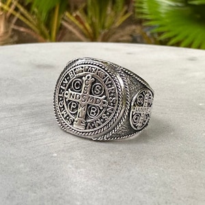 Handcrafted 925 Sterling Silver Cross Ring Saint Benedict Cross ...