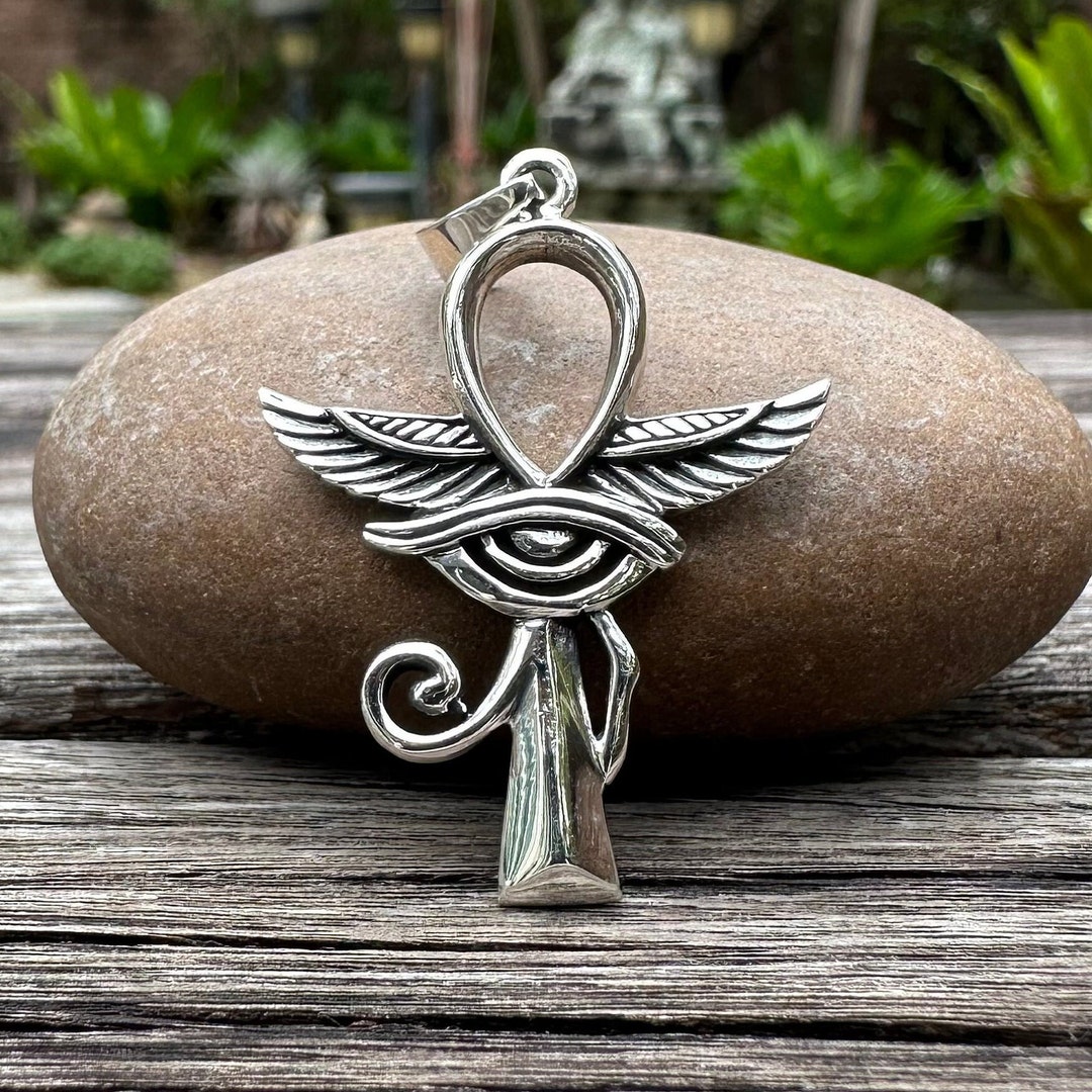 Handcrafted 925 Sterling Silver Isis & Eye of Horus Ankh Pendant ...