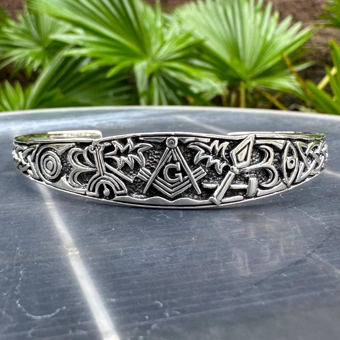 Handcrafted 925 Sterling Silver Masonic Square & Compass Illuminati ...