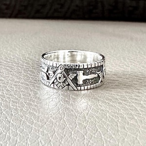 Handcrafted 925 Sterling Silver Masonic Ring Freemasonry Square ...