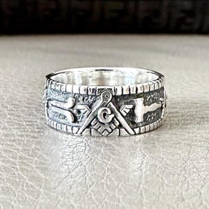 Handcrafted 925 Sterling Silver Masonic Ring Freemasonry Square ...