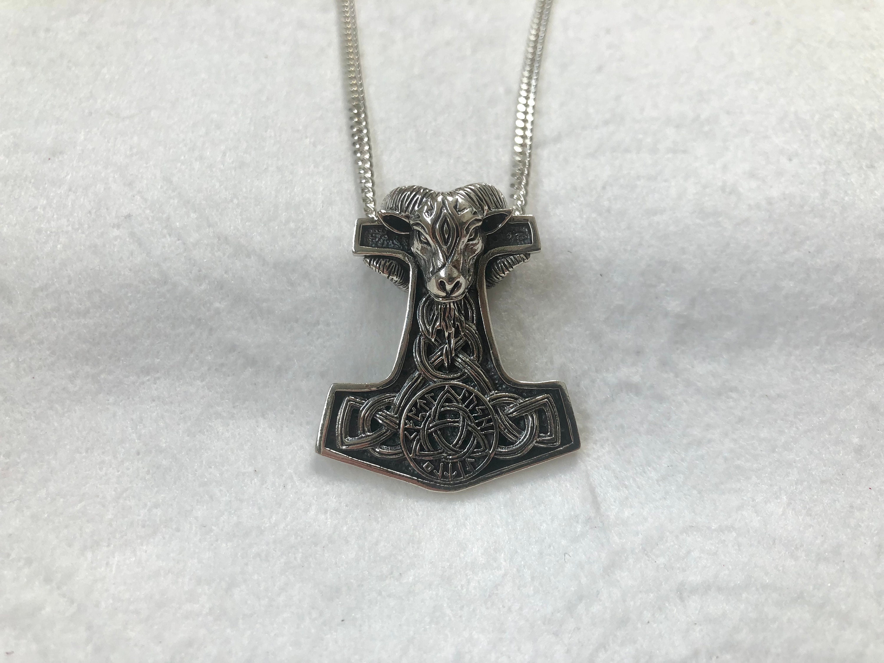 Goat Head Thor's Hammer Mjolnir Nordic Style Sterling | Etsy