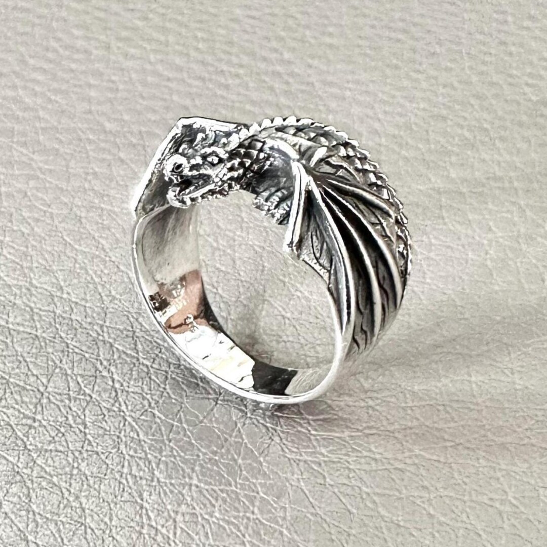 Handcrafted 925 Sterling Silver Dragon Ring Mythical Legendary Creature ...