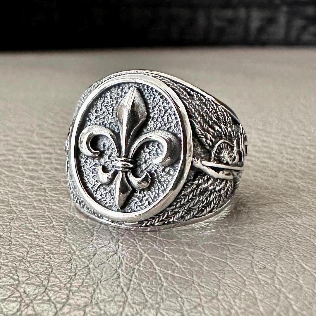 Handcrafted 925 Sterling Silver Fleur De Lis Ring Three Musketeer