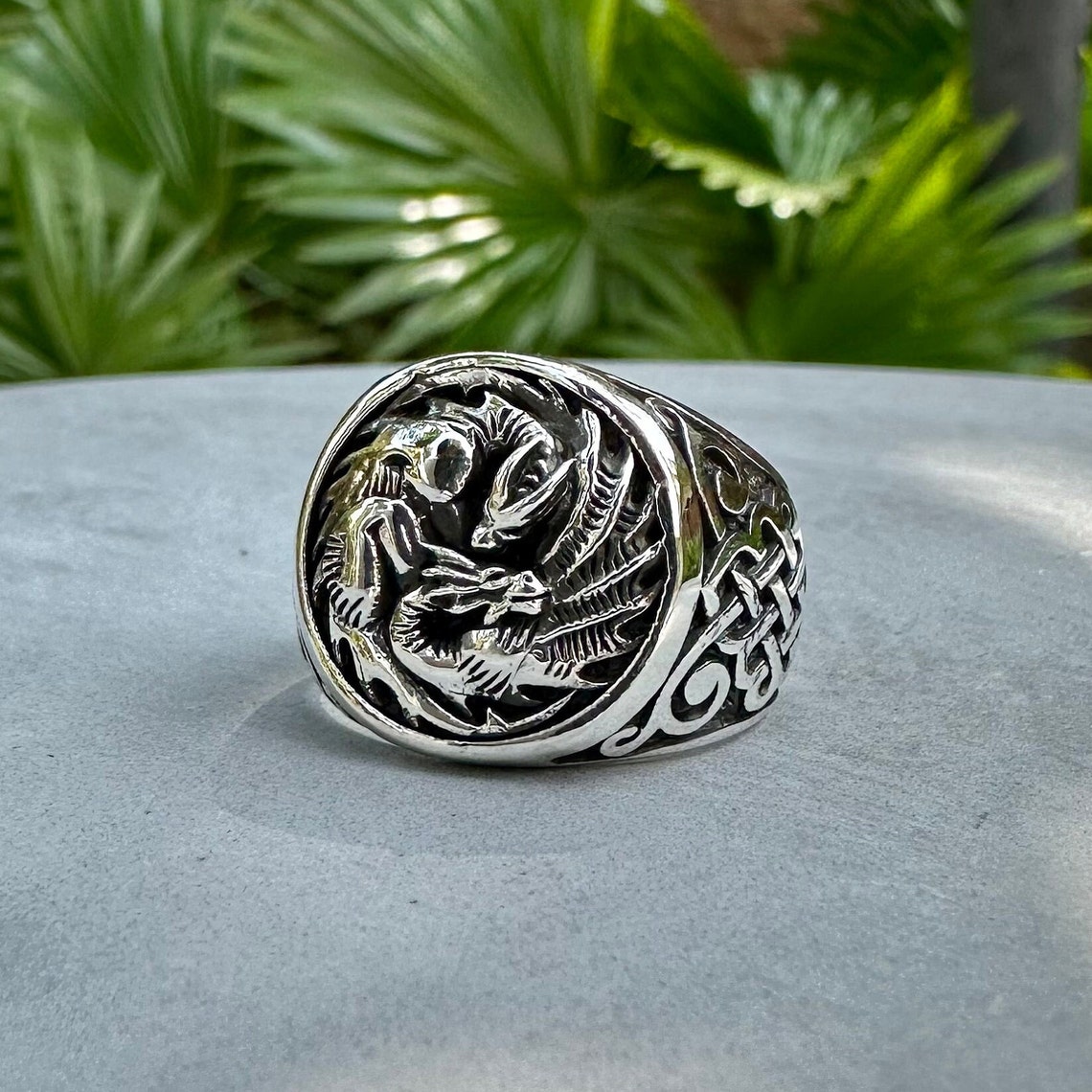 Handcrafted 925 Sterling Silver Dragon Ring Ancient Mythical Creature ...