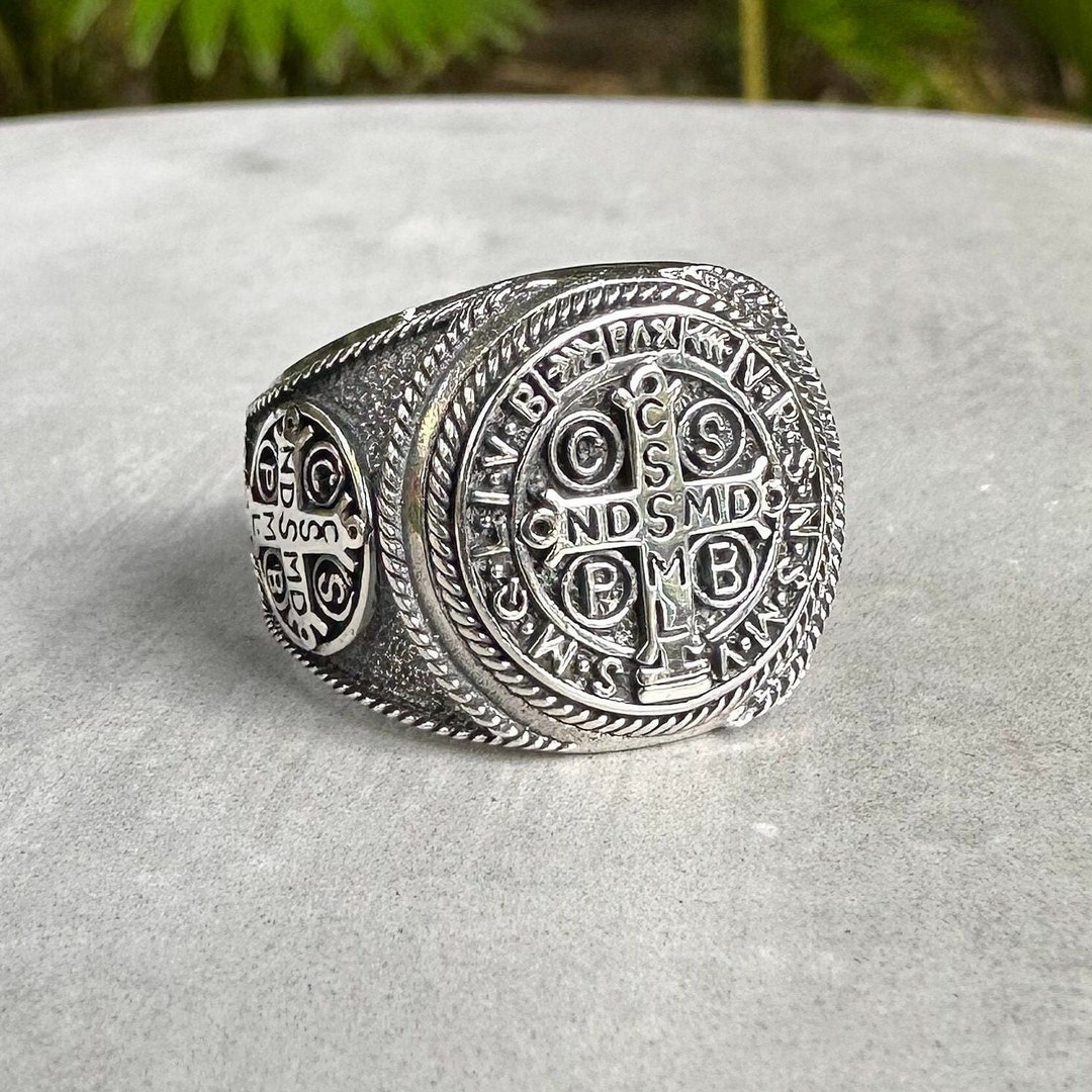 Handcrafted 925 Sterling Silver Cross Ring Saint Benedict Cross ...