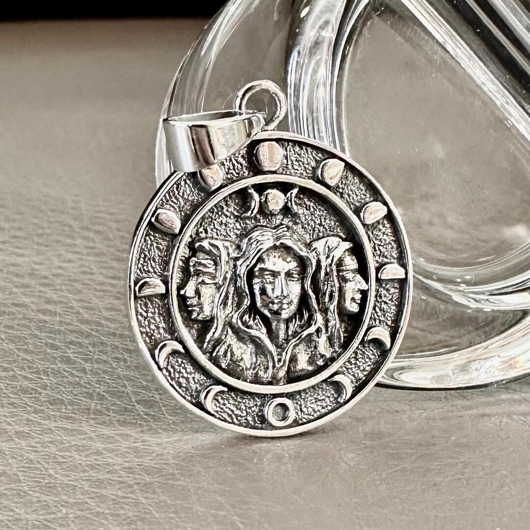Handcrafted 925 Sterling Silver Moon Goddess Pendant Luna Deities ...
