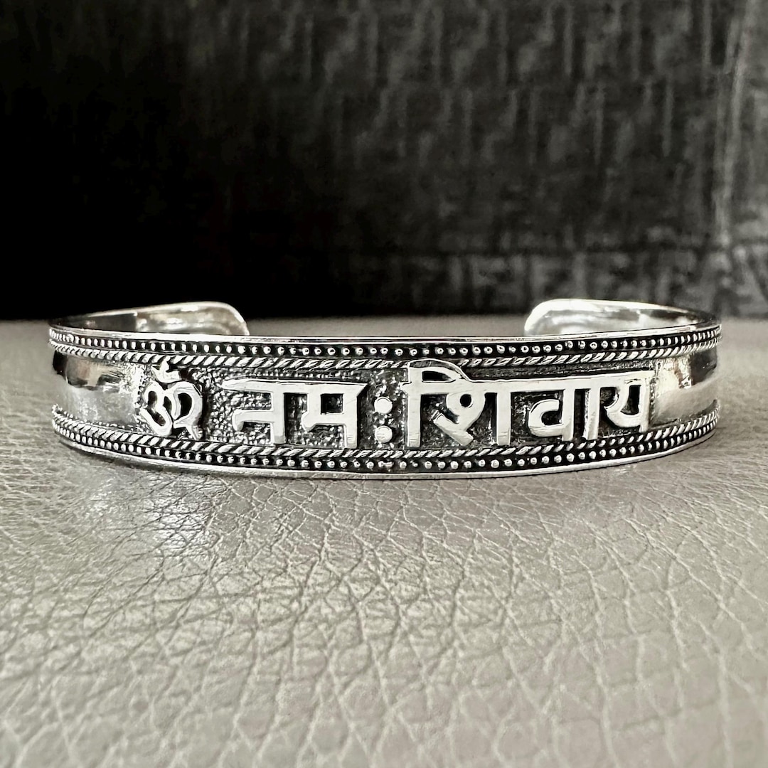 Handcrafted 925 Sterling Silver Ohm/om Bracelet Buddhism Hindi Yoga ...