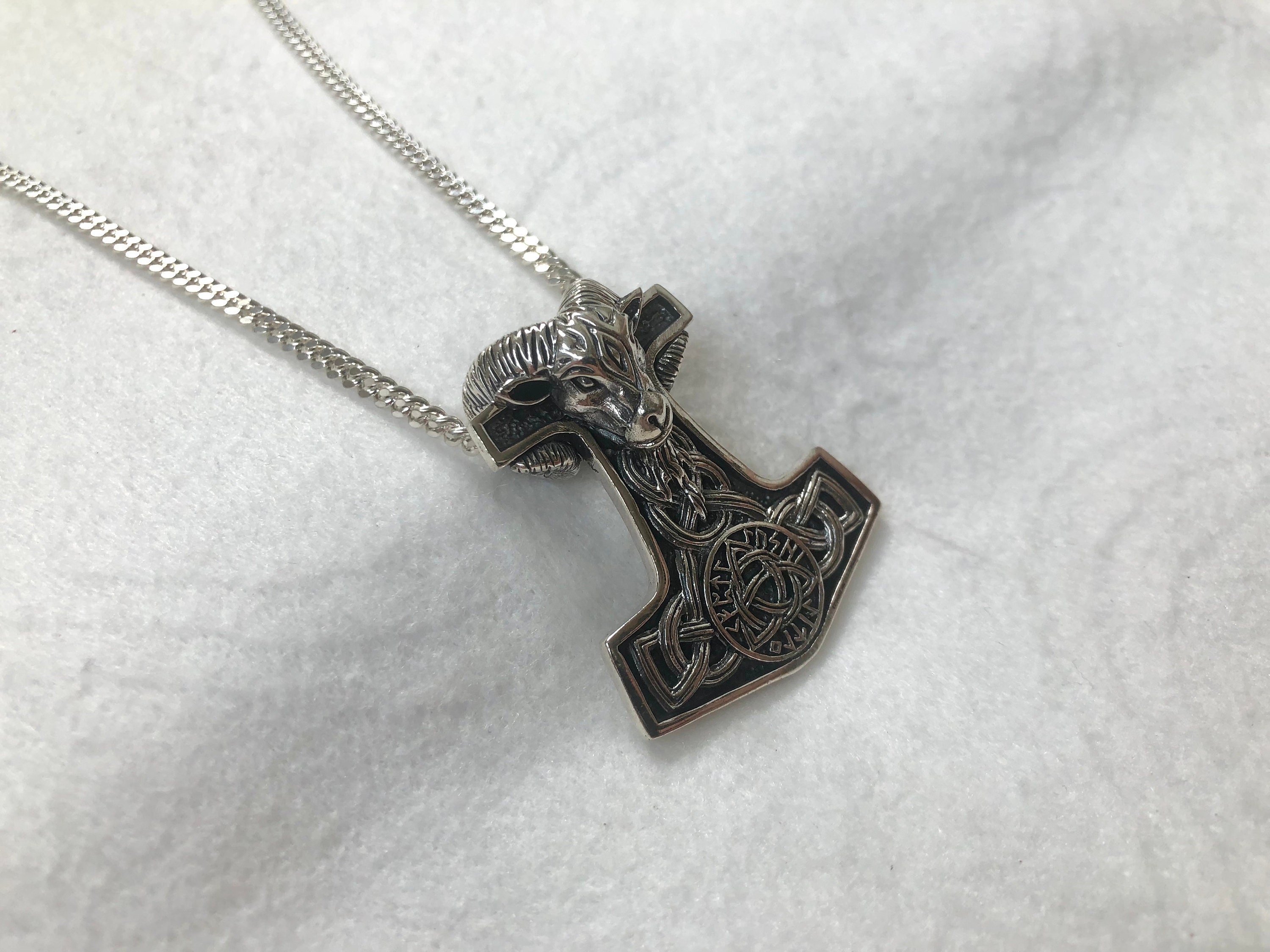Goat Head Thor's Hammer Mjolnir Nordic Style Sterling | Etsy
