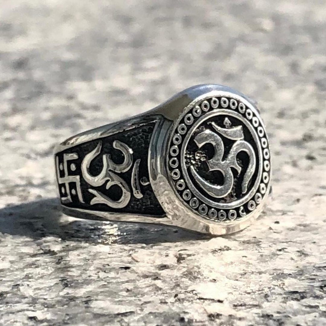 Handcrafted 925 Sterling Silver Ohm/om Ring Buddhism Hindi Yoga Symbol ...
